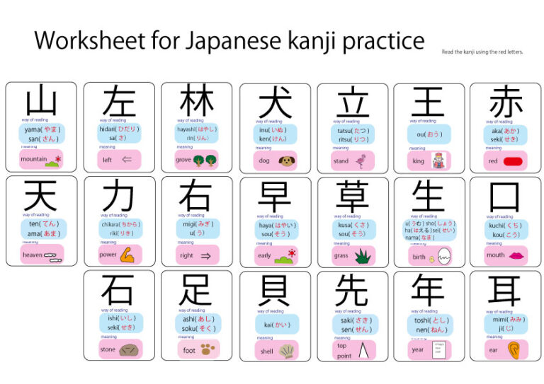 Worksheet for Japanese kanji practice – ブリッジぷりんと